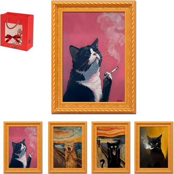 Cute Cat Refrigerator Magnets - Black & White Cat Design with Pink ...