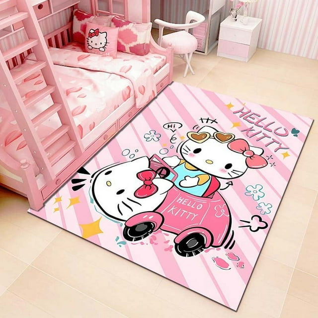 Cute Cat Sanrio Hello Kitty Print Cartoon Carpet Rug for Home Living ...
