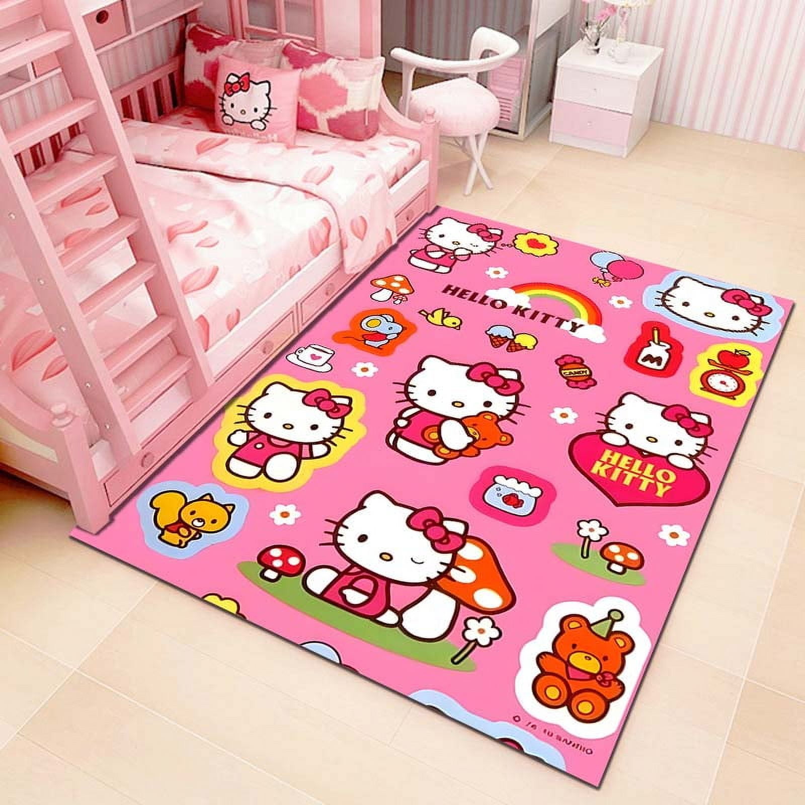 Cute Cat Sanrio Hello Kitty Print Cartoon Carpet Rug for Home Living ...
