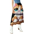 Cute Cat Scratching Post Women High Waist Midi Skirt Elegant Midi Skirt ...