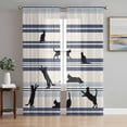 Cute Cat Semi Sheer Curtains 63 Inch Length 2 Panels Set, Funny Playing ...