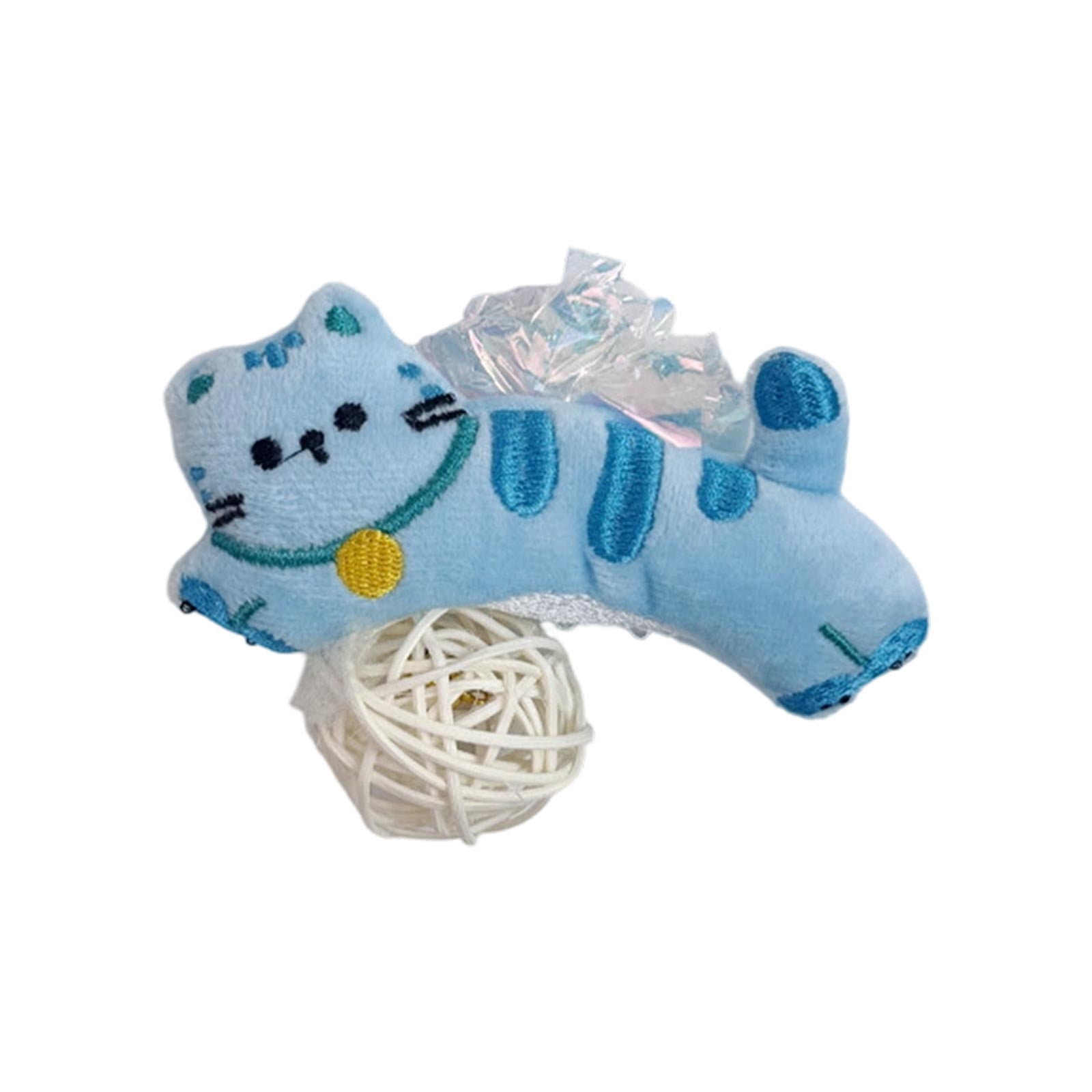 Cute Cat Shape Plush Toy with Rattan Ball Bell Crinkle Paper and Catnip ...