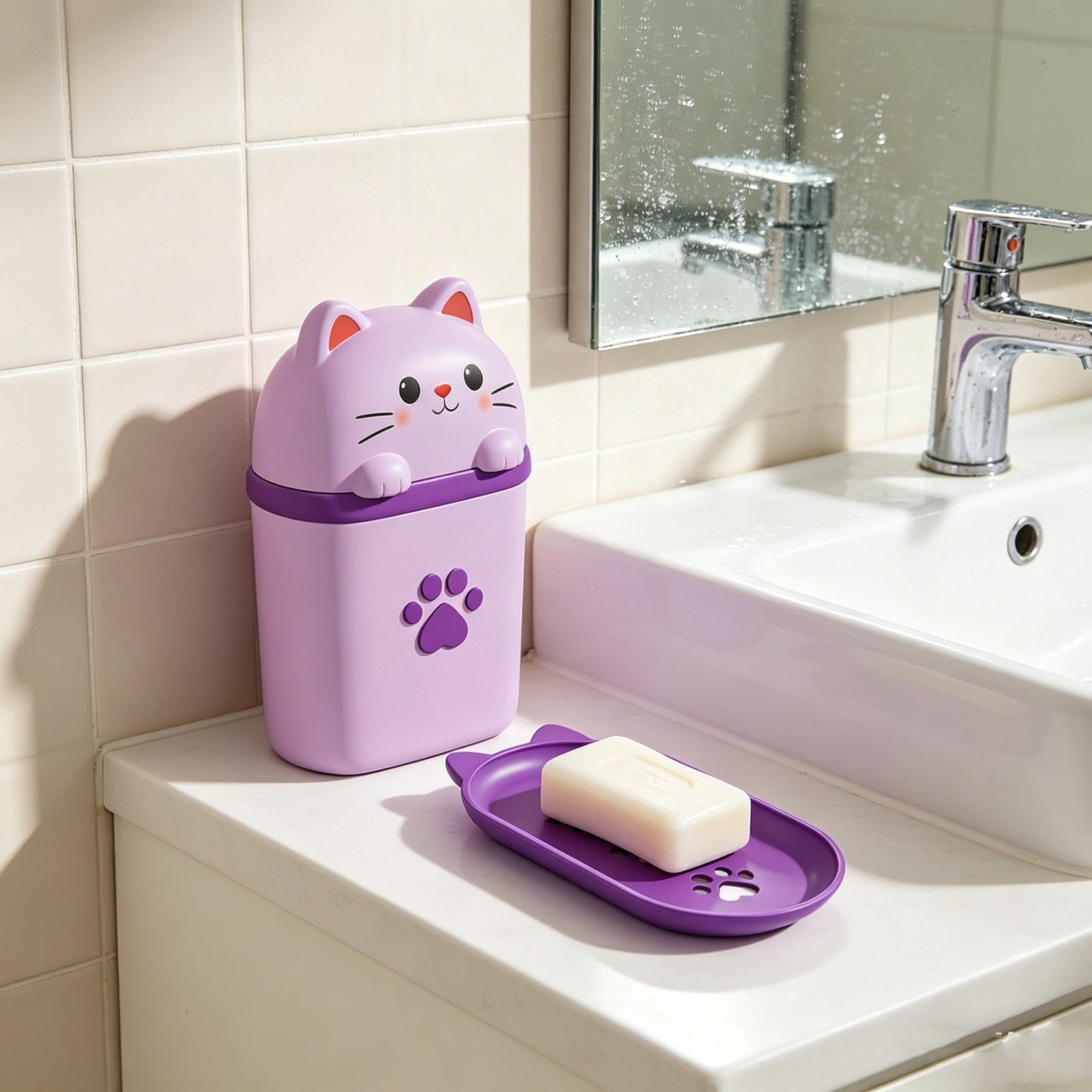 Cute Cat Shaped Portable Soap Box Sealed Moisture Proof Soap Storage ...