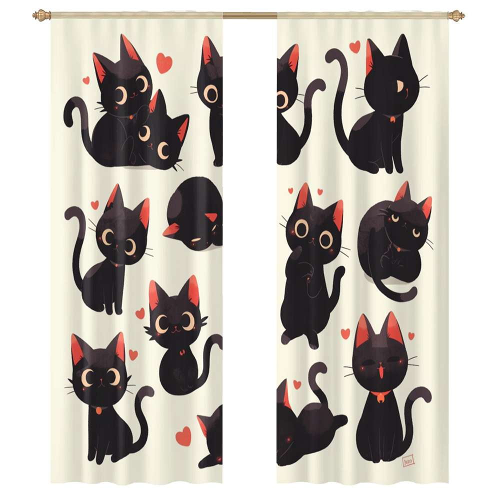 Cute Cat Sheer Voile Curtain Window Tulle Curtains For Living Room ...