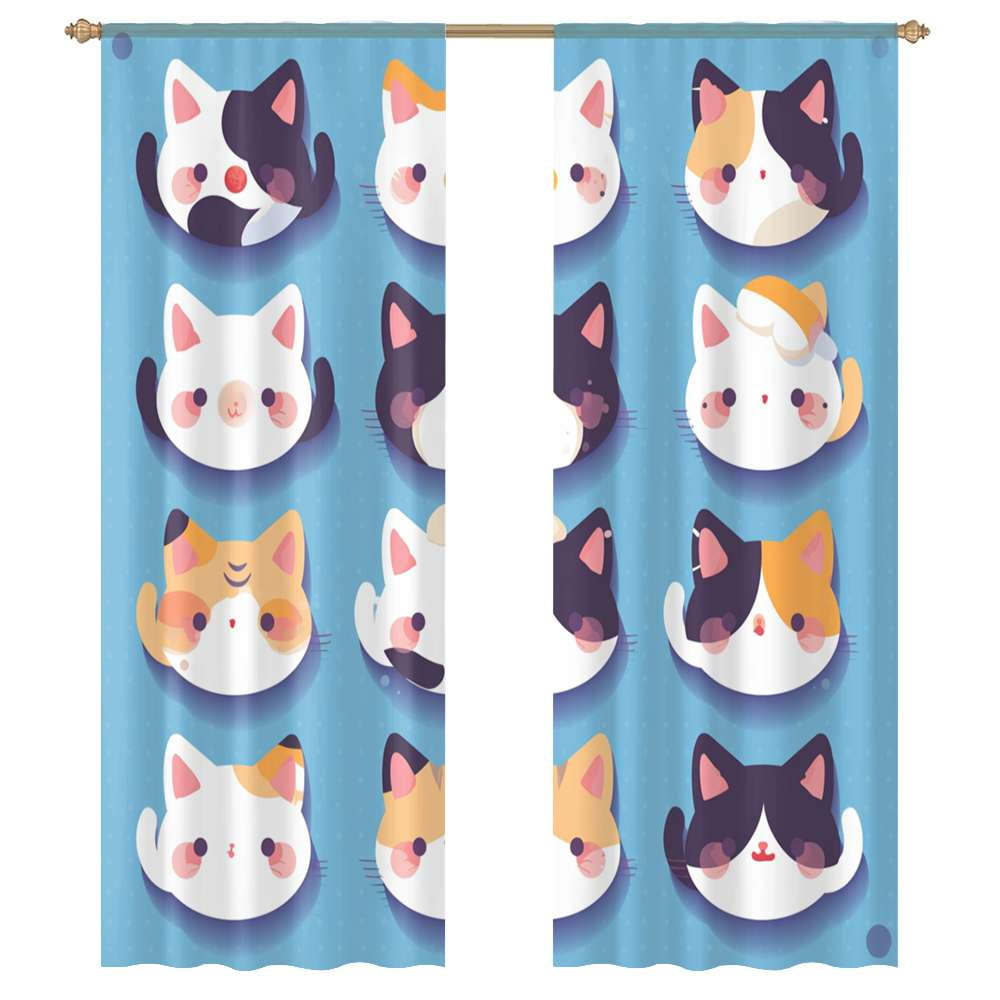 Cute Cat Sheer Voile Curtain Window Tulle Curtains For Living Room ...