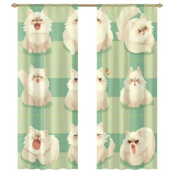Cute Cat Sheer Voile Curtain Window Tulle Curtains For Living Room ...