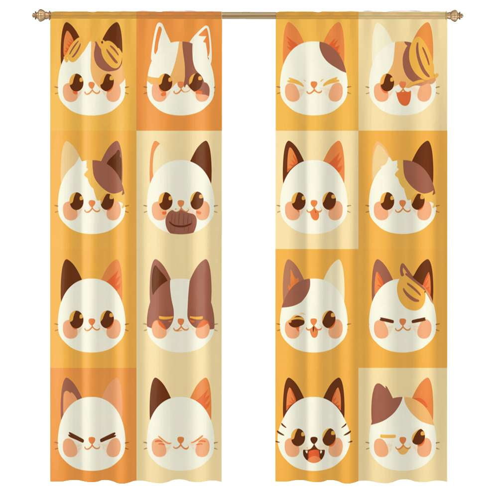 Cute Cat Sheer Voile Curtain Window Tulle Curtains For Living Room ...