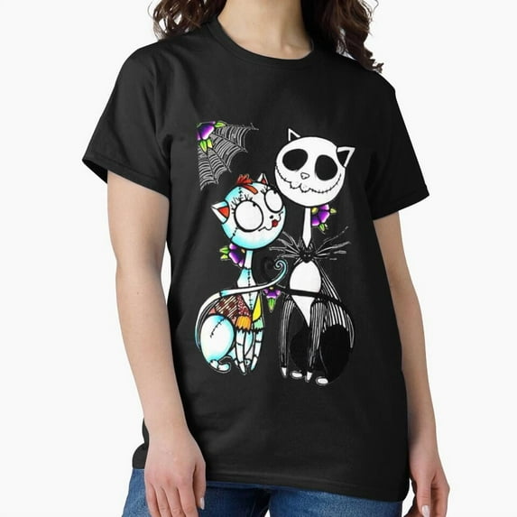 Cute Cat Skeleton Christmas and Sally Mashup Graphic H19546 T-Shirt ...
