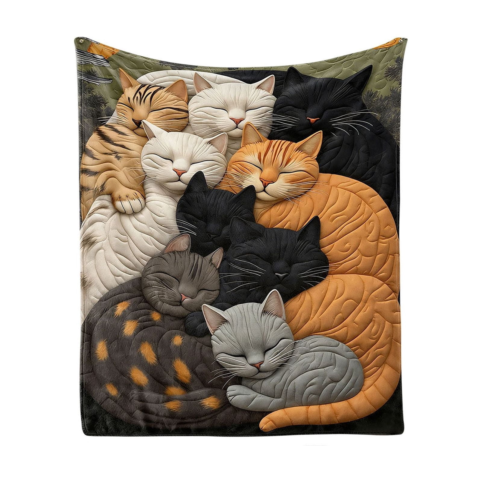 Cute Cat Sleeping Blanket Gift for Cat Lovers Flannel Blanket for Home ...