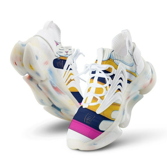 Cute Cat Sleeping Books Walking Shoes for Men Woman Lightweight Tennis ...