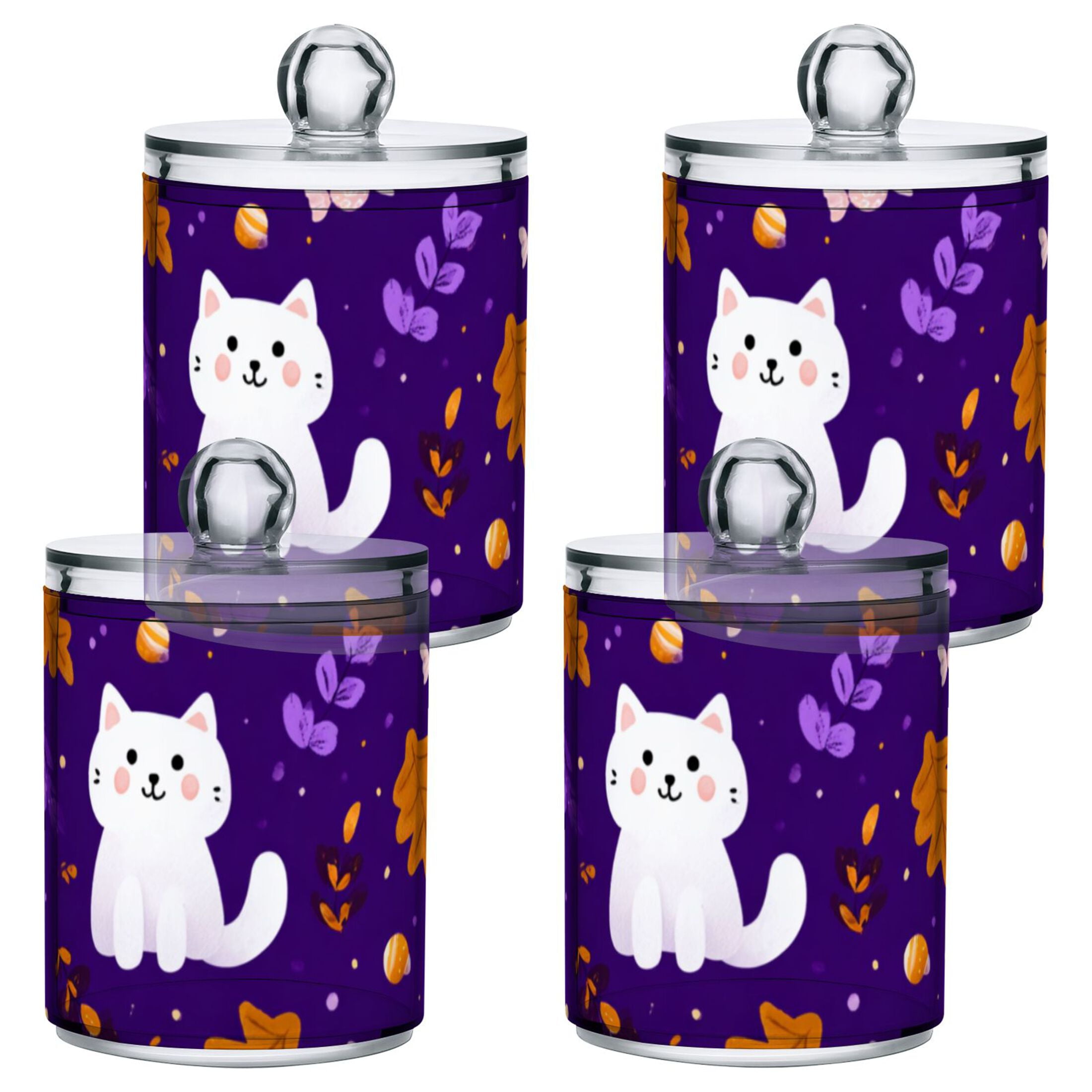 Cute Cat Specter Leaves Pumpkins Candy Halloween Translucent Plastic ...
