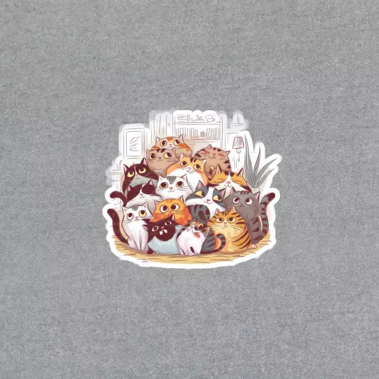 Cute Cat Sticker Pack, Adorable Kittens Kawaii Cartoon Stickersphone ...