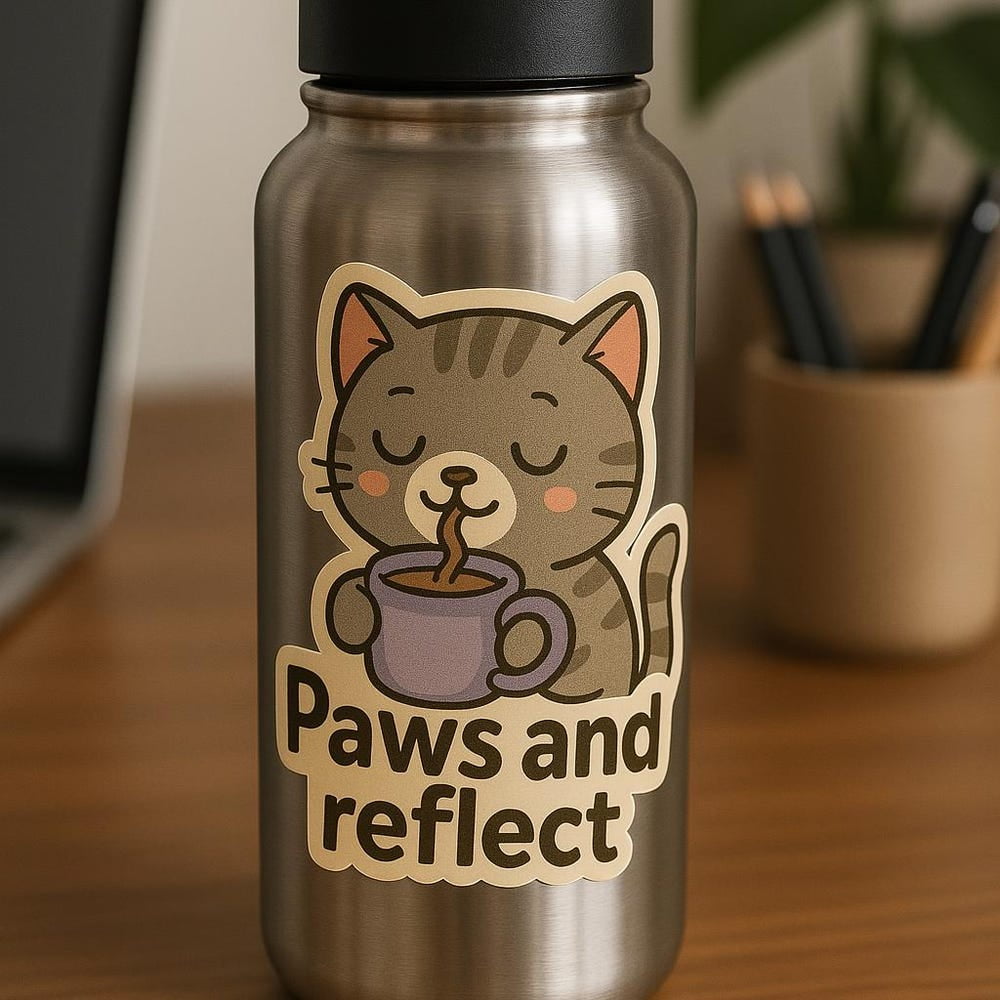 Cute Cat Sticker, Paws And Reflect Decal For Laptop, Notebook, Water ...