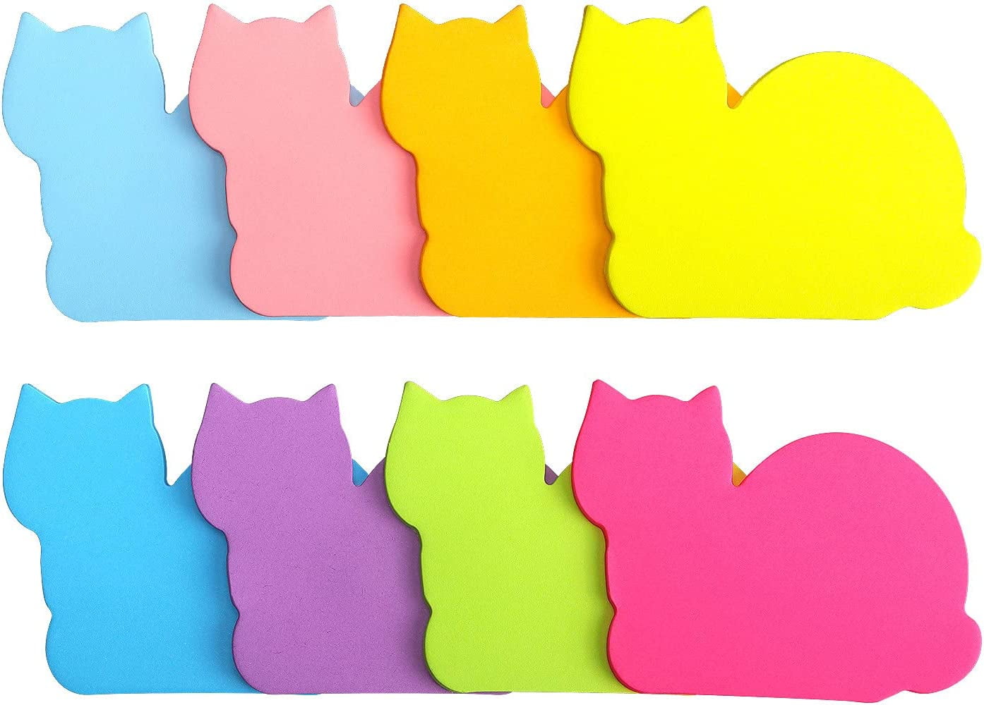 Cute Cat Sticky Notes 8 Color Bright Colorful Sticky Pad 75 Sheets/Pad ...