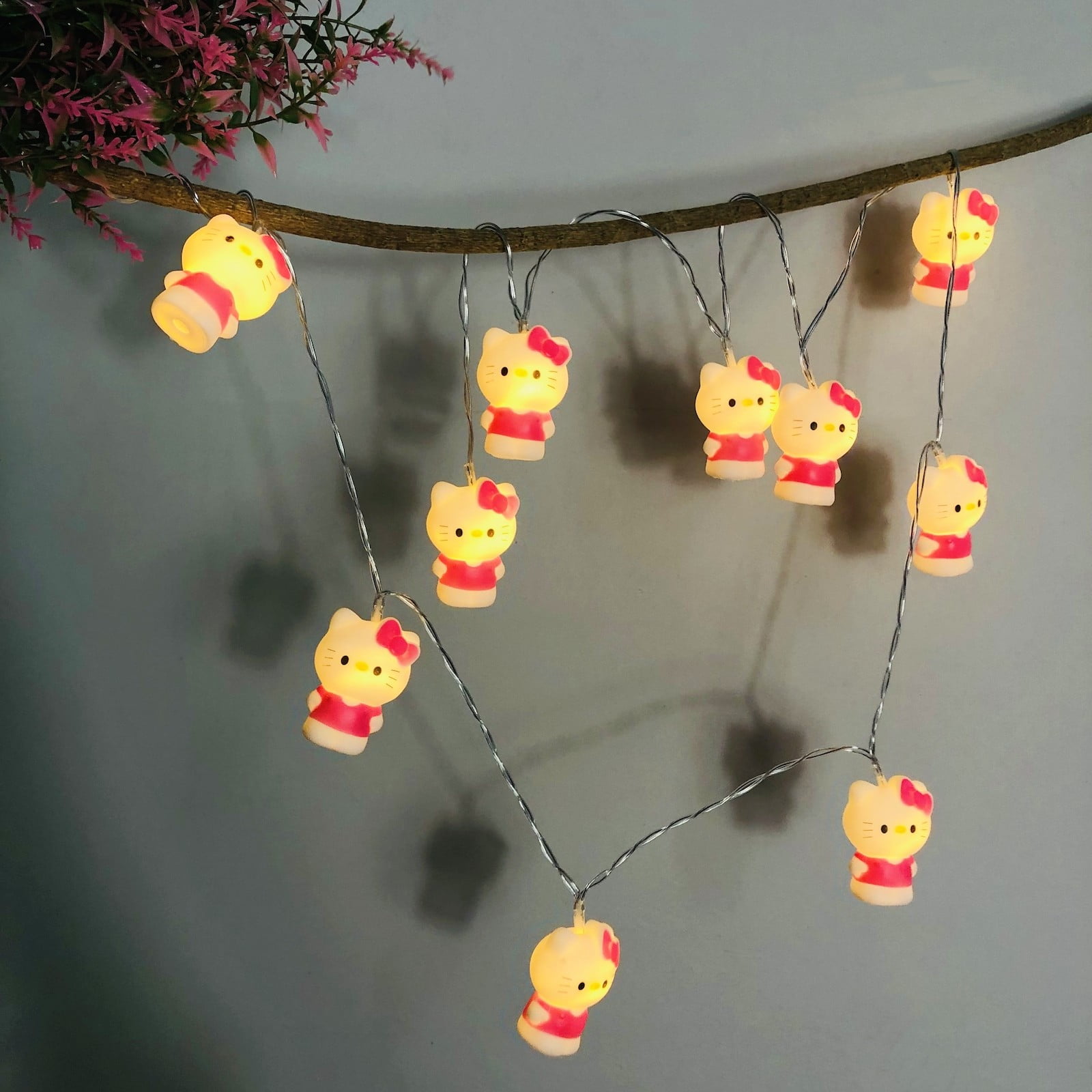Cute Cat String Lights Painted Kitten Cat Night Lights Cartoon Cat ...