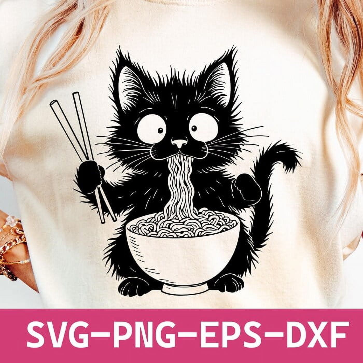 Cute Cat Svg Png, Japanese Noodle Cat Svg Png, Cartoon Cat Svg, Cat ...
