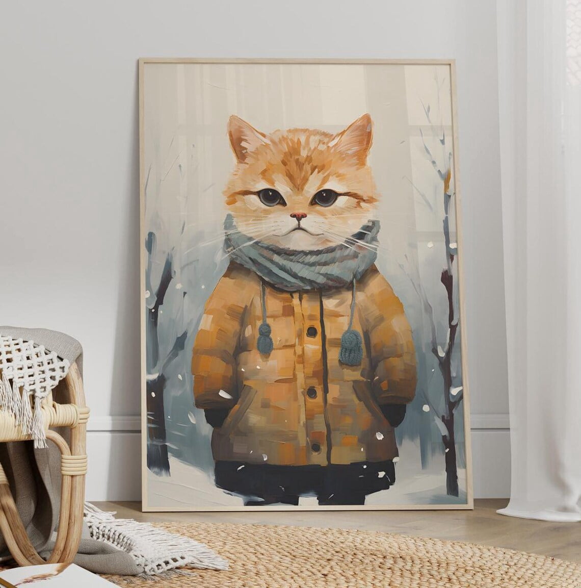 Cute Cat Sweater Winter Wall Art Cozy Pet Decor, Unframed Paper Print ...