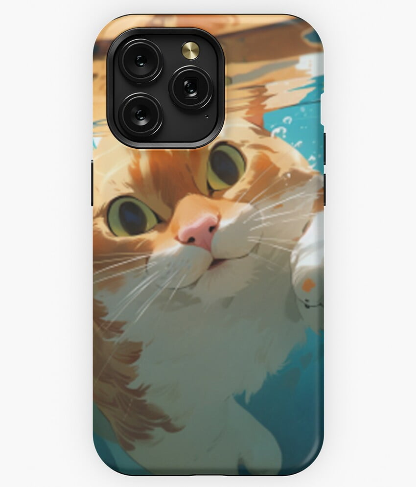 Cute Cat Swimming Feline in Water Pet Graphic A11760 Phone Case for ...