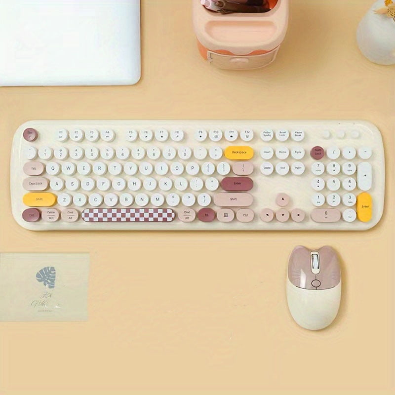 Cute Cat-Themed Ergonomic Wireless Keyboard & Mouse Set | Optical ...