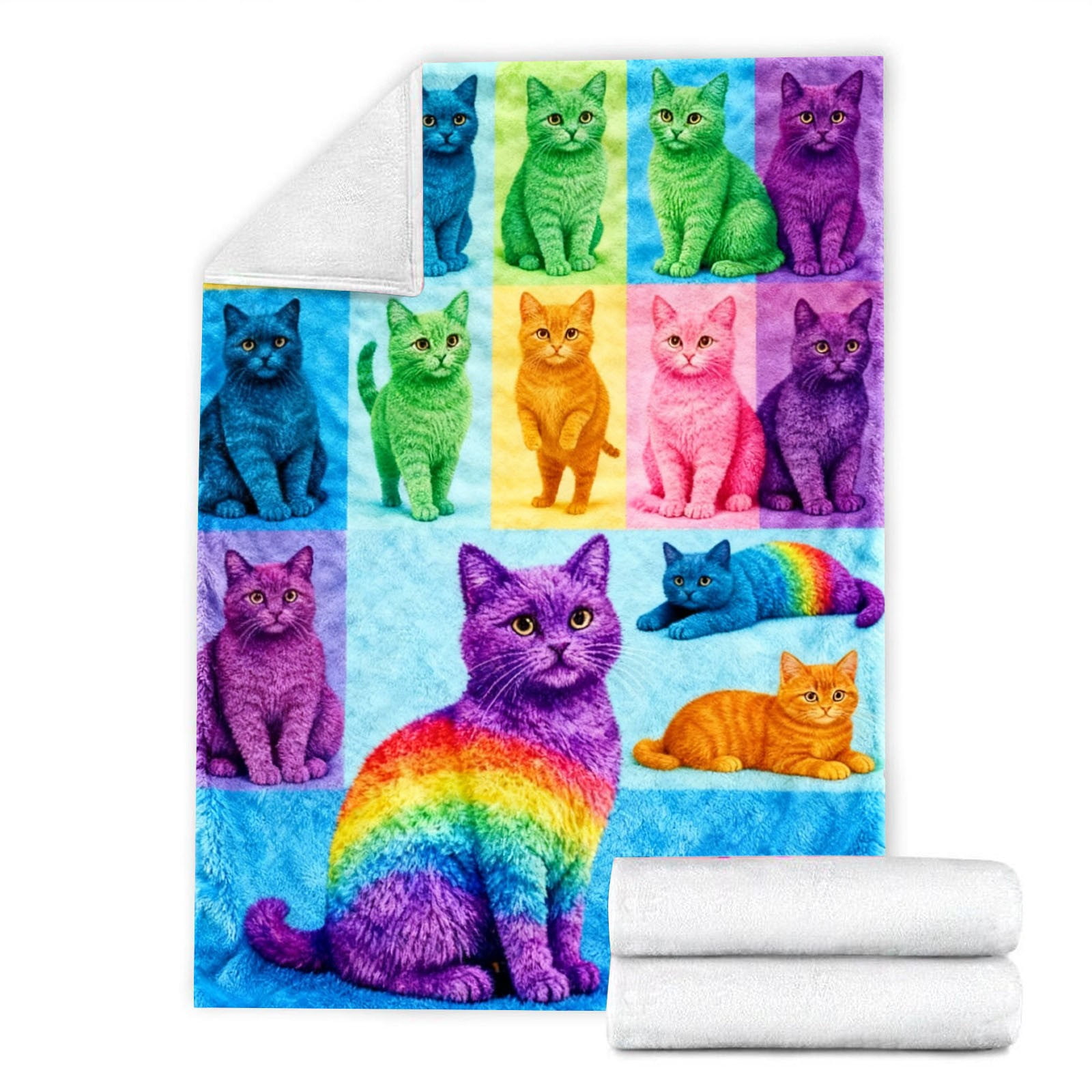 Cute Cat Themed Flannel Blanket Comfortable Animal Design For Kids And ...