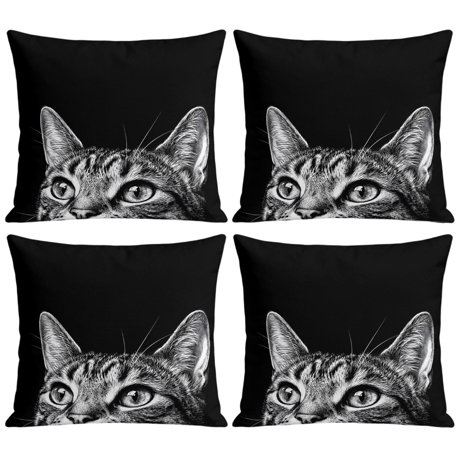 Cute Cat Throw Pillow Covers 20 x 20 Inch Pillow Covers Set of 4 ...