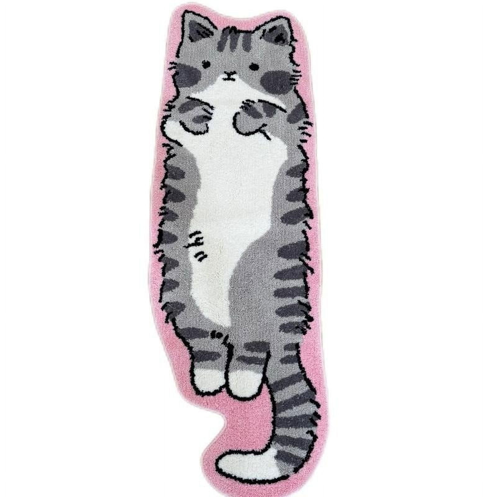 Cute Cat Tufted Rug, 20"x60", Non-Slip Soft Polyester, Animal Pattern ...