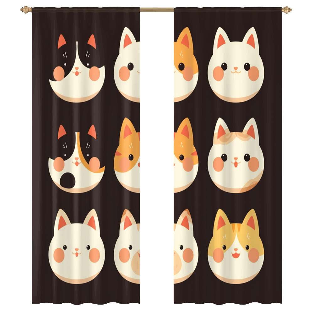 Cute Cat Tulle Curtains For Living Room Chiffon Sheer Voile Kitchen ...