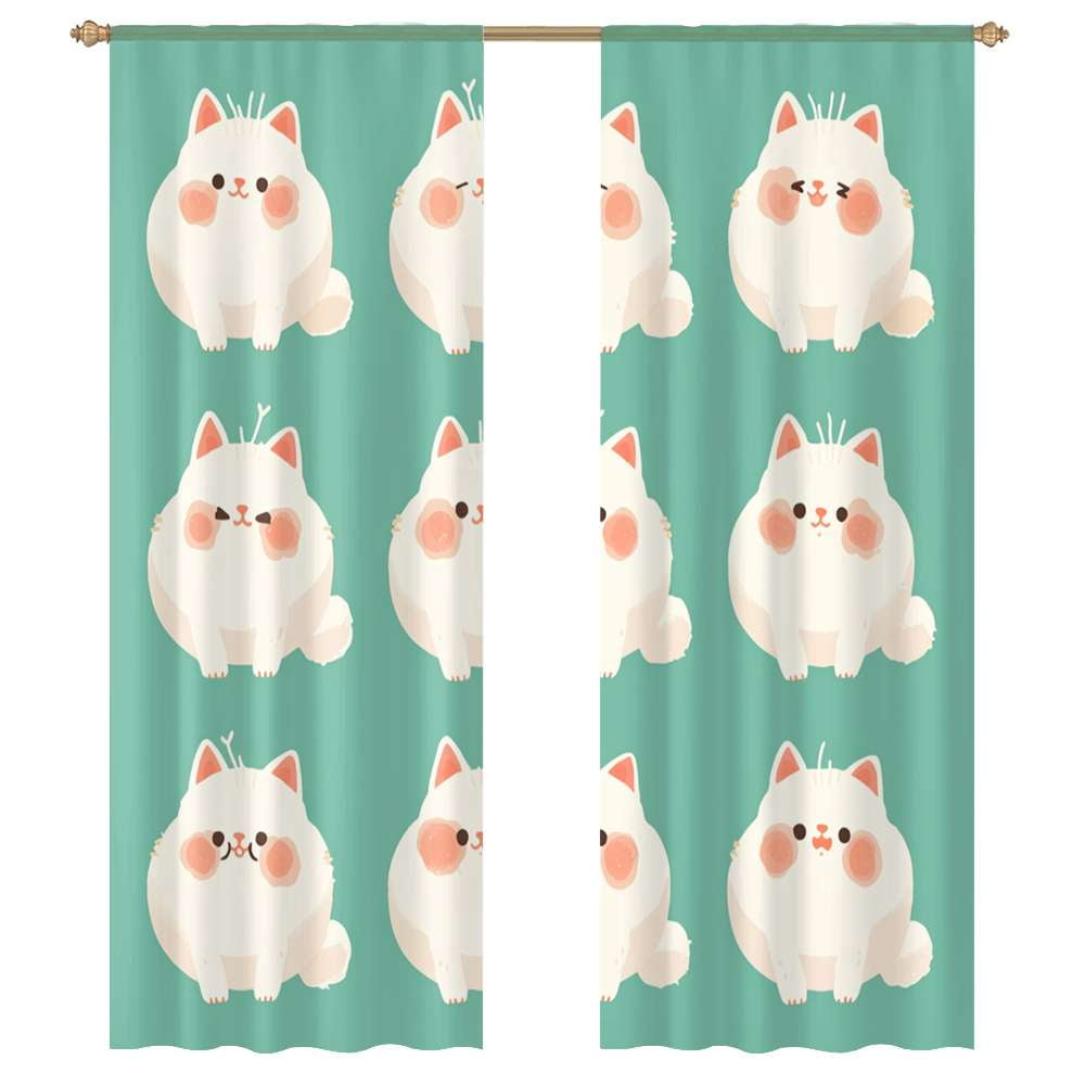 Cute Cat Tulle Curtains For Living Room Chiffon Sheer Voile Kitchen ...