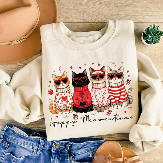 Cute Cat Valentine Sweatshirt Xoxo Cat Mom - Walmart.com