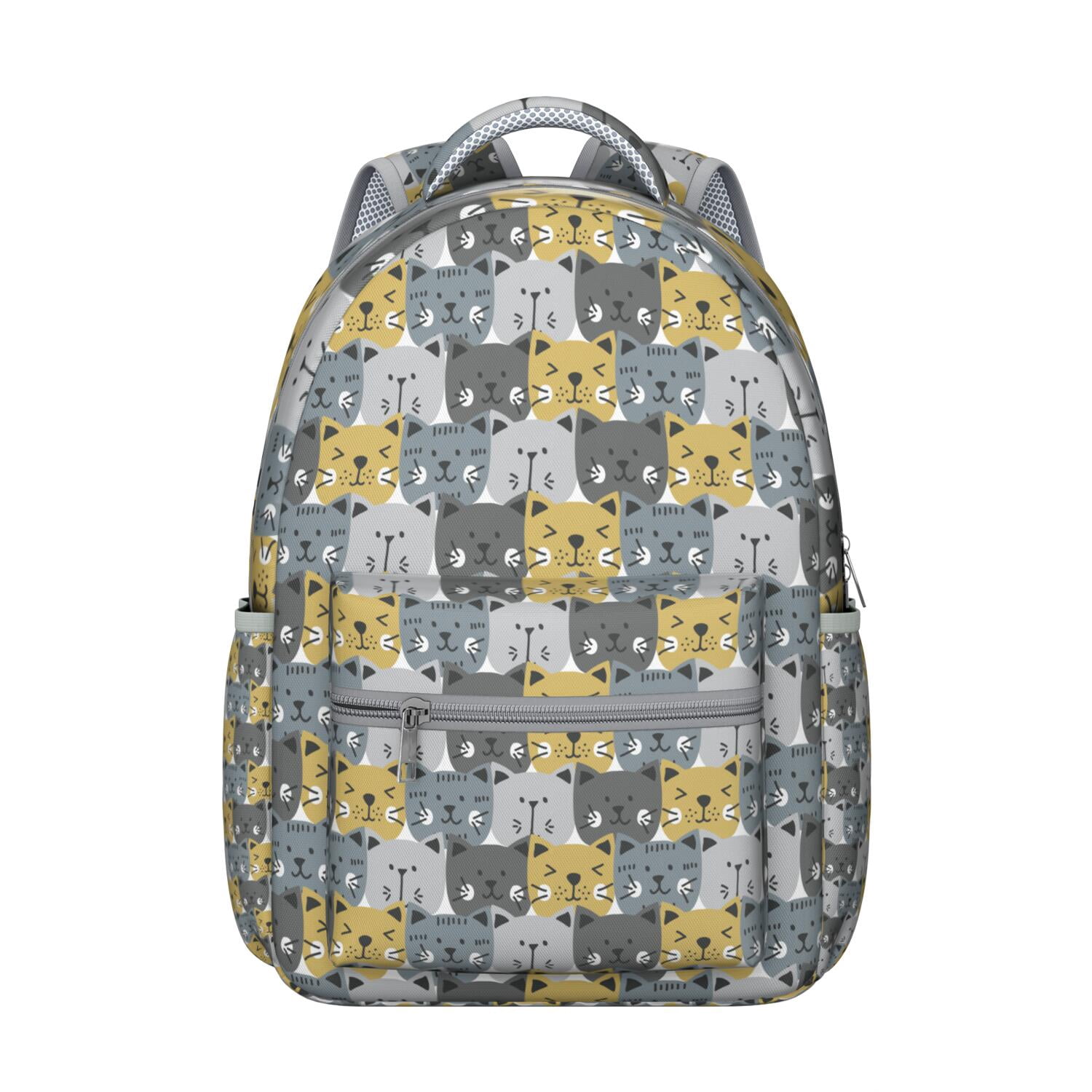 Cute Cat Waterproof Backpack for College Students - Hand-Drawn Cat ...