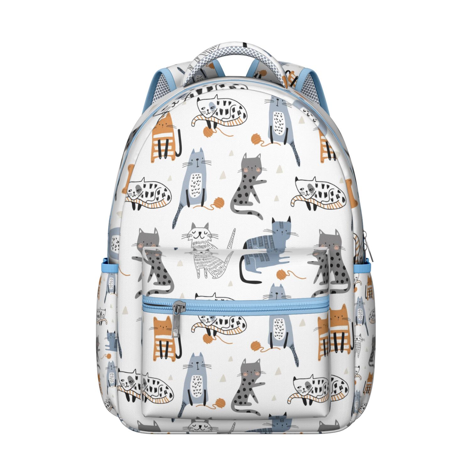 Cute Cat Waterproof Backpack for College Students - Hand-Drawn Cat ...