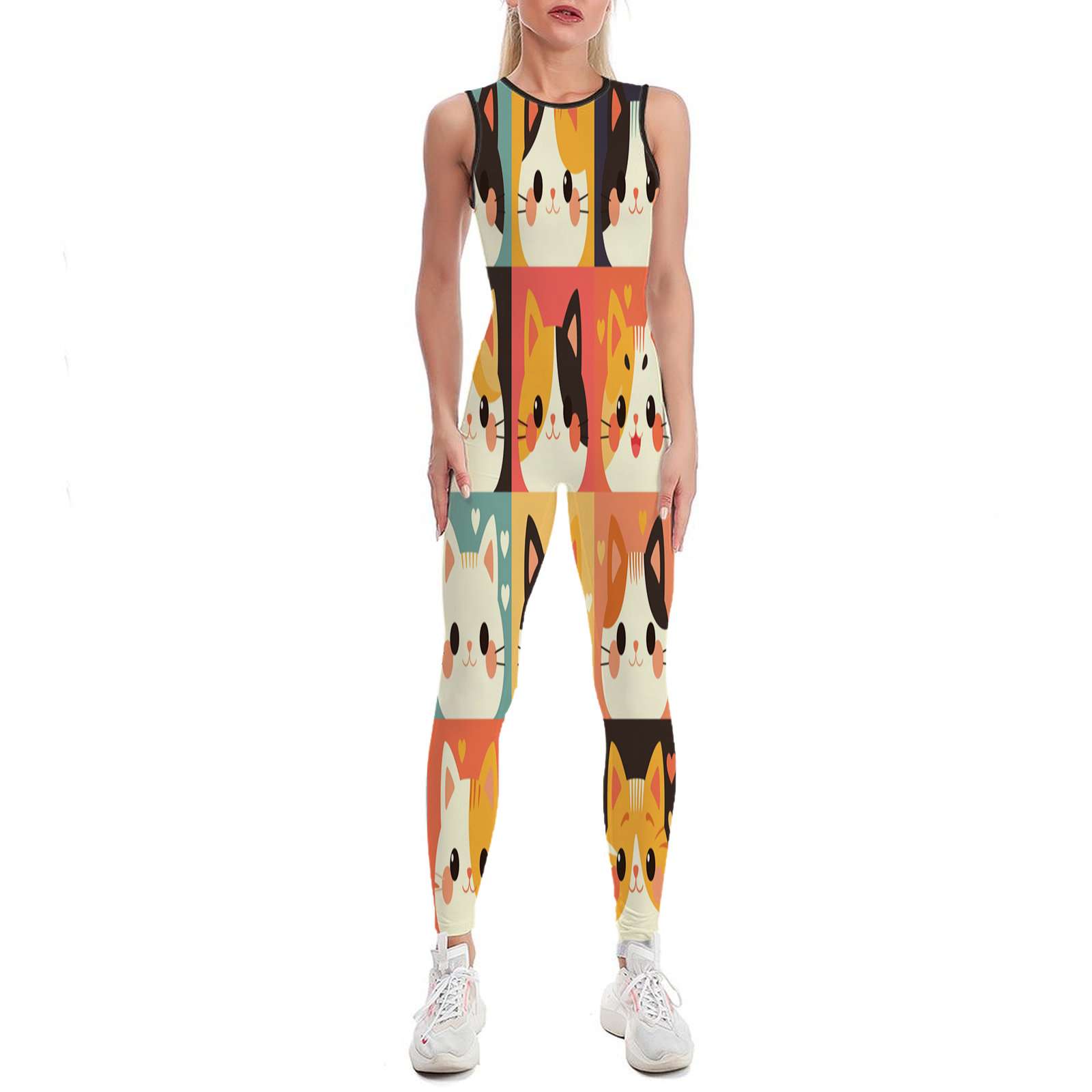 Cute Cat Women's One Piece Yoga Jumpsuits Leggings Playsuit Gym Suit ...