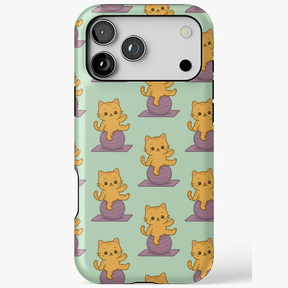 Cute Cat Workout Phone Case for iPhone 11 through 17 Pro Max Compatible ...