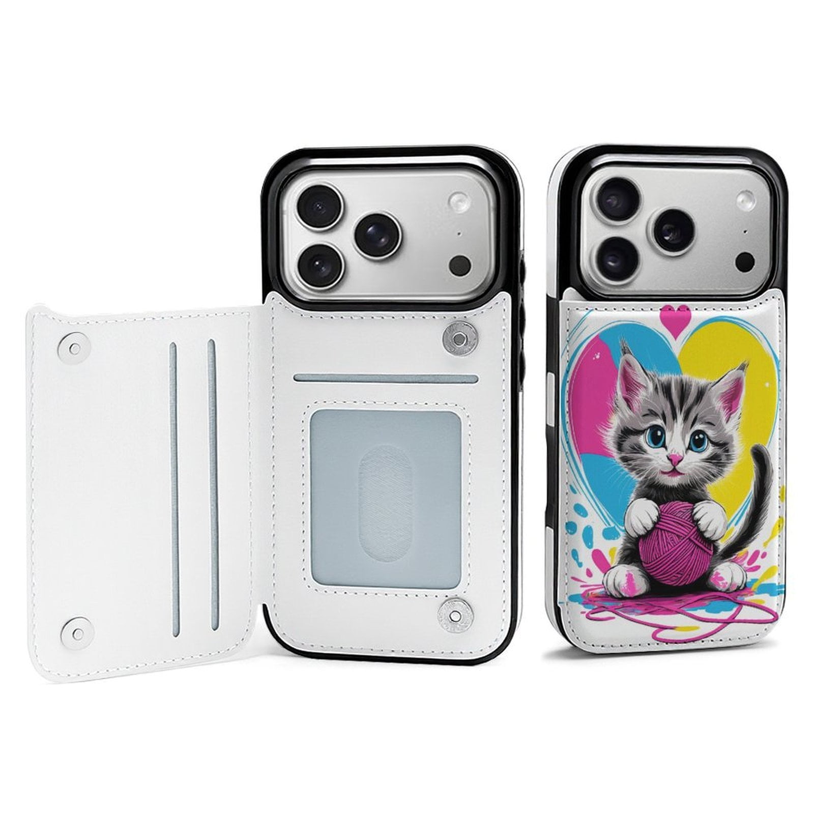 Cute Cat Yarn Play Leather Wallet Case for iPhone 17 Air Wallet Case ...