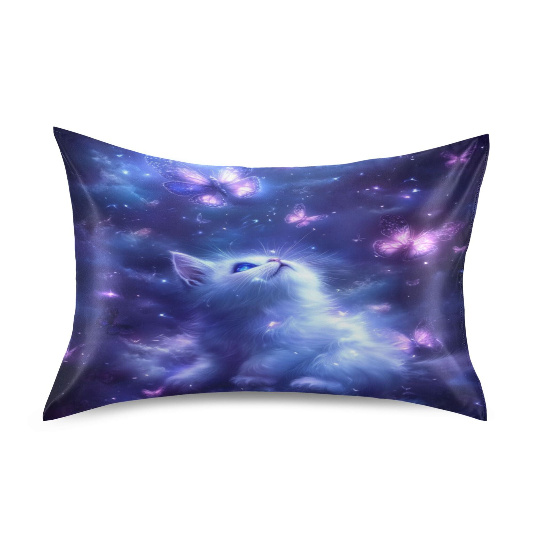 Cute Cat and Butterflies Pillowcase Standard Size Luxury Silky Soft ...