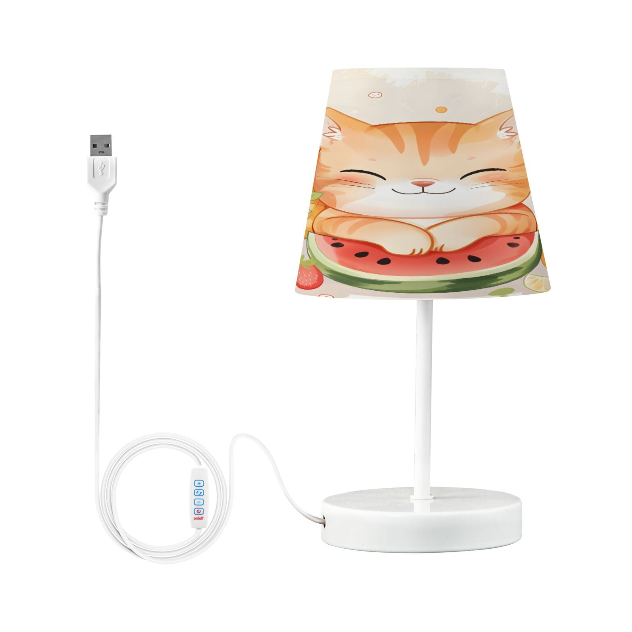 Cute Cat and Fruits Desk Lamp LED Table Nightstand Lamps with 3 Color ...