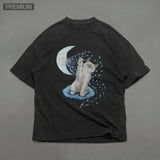 Cute Cat and Stars T-Shirt, Premium Cotton Shirts, Cat graphic tee ...