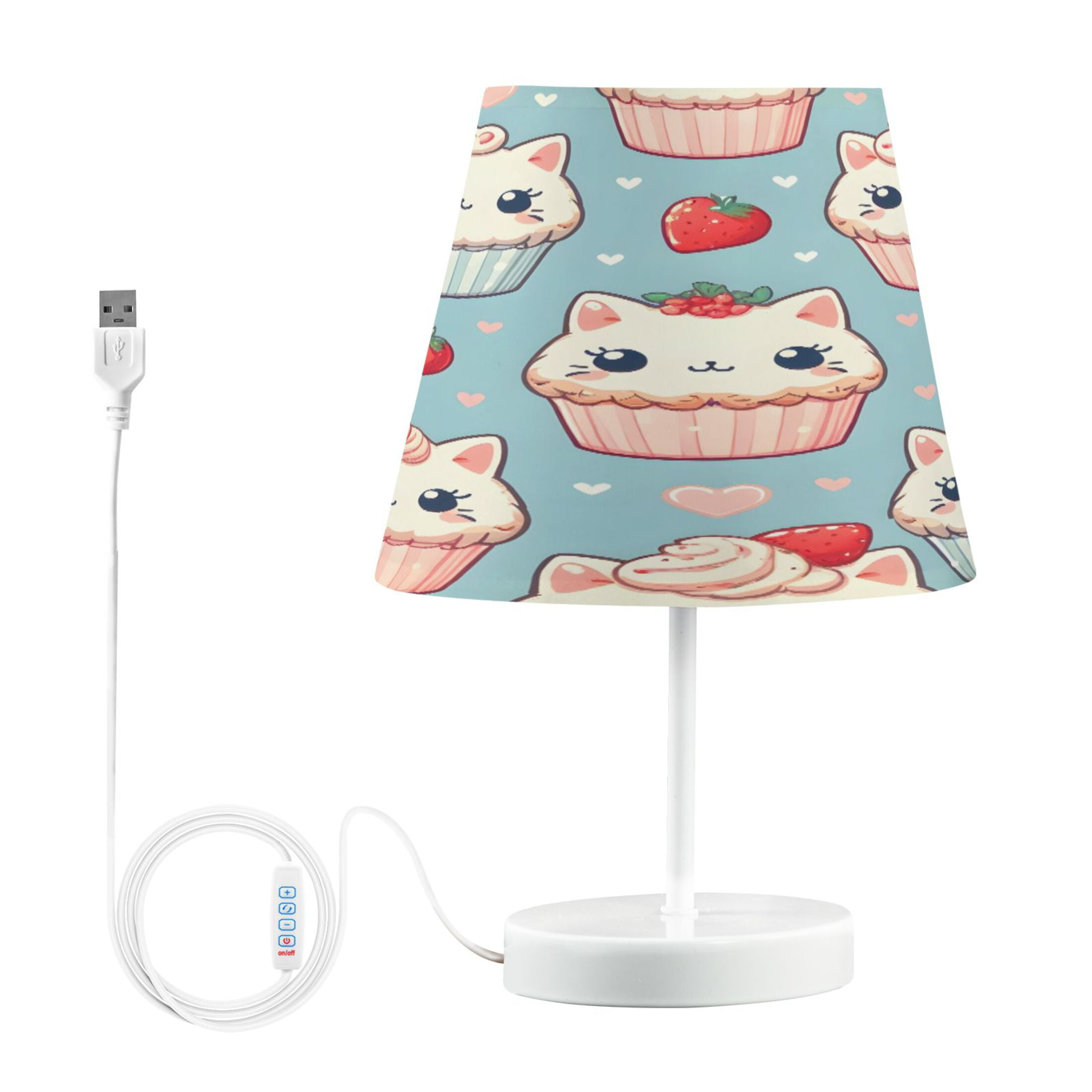 Cute Cat in Cupcake Desk Lamp LED Table Nightstand Lamps with 3 Color ...