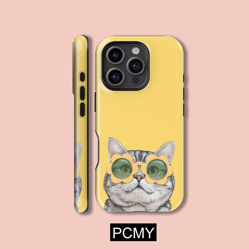 Cute Cat with Glasses iPhone Case for iPhone 11 12 13 14 15 16 17 Pro ...