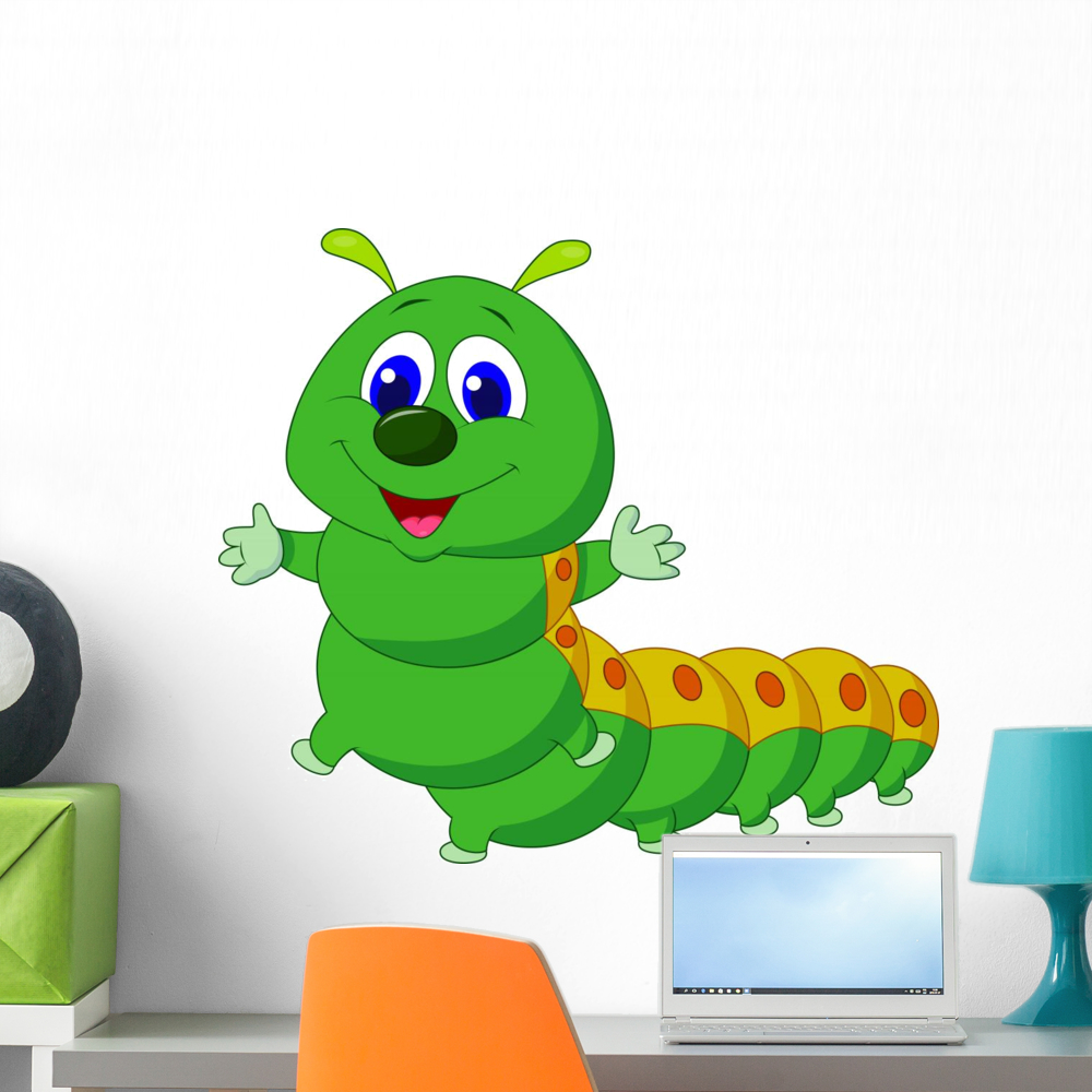 Cute Caterpillar Cartoon Wall Decal Sticker by Wallmonkeys Vinyl Peel ...