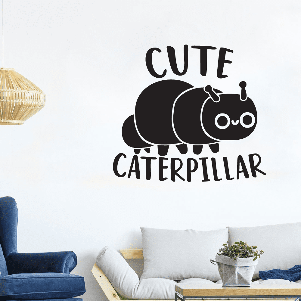 Cute Caterpillar Chubby Caterpillar Funny Face Silhouette Vinyl Wall ...