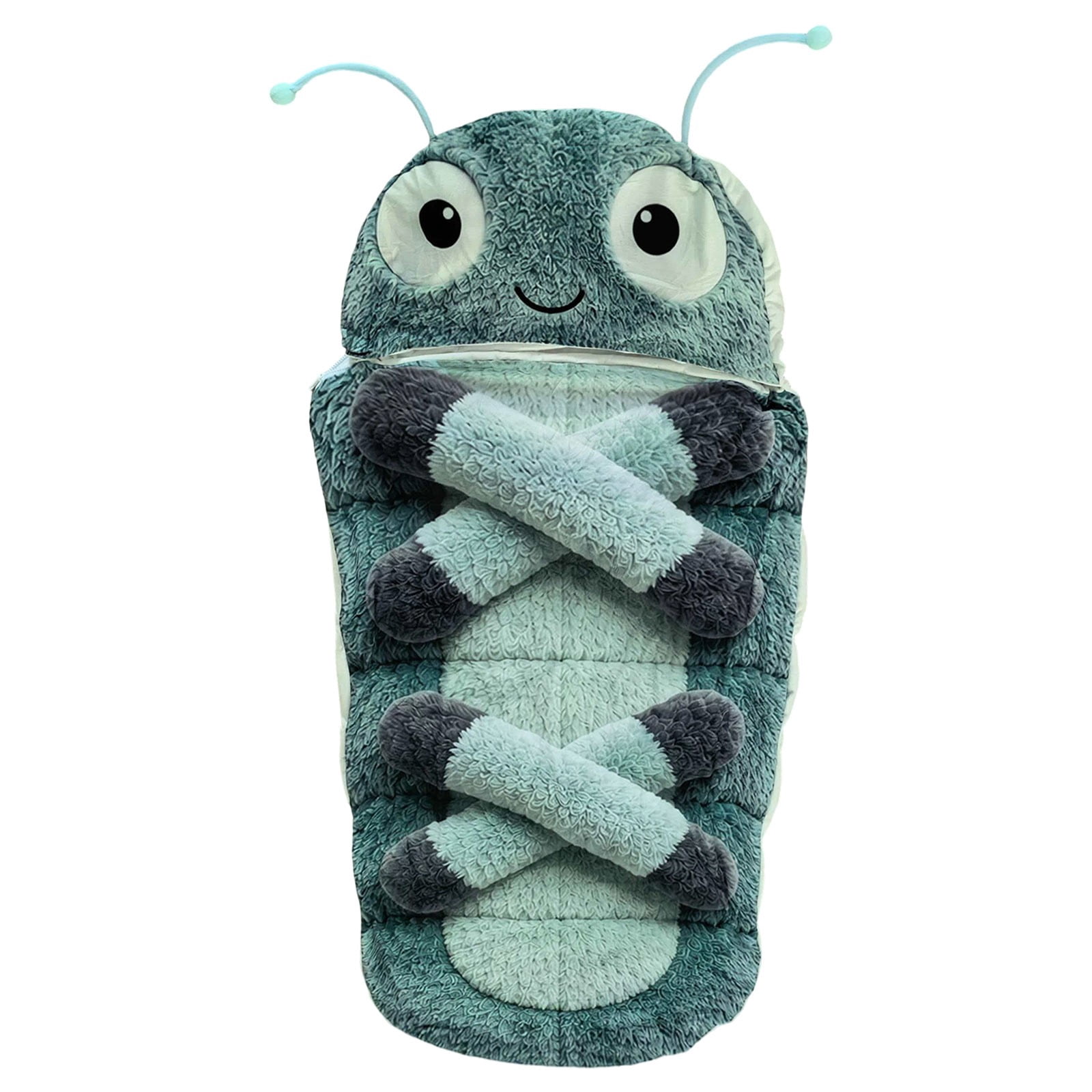 Cute Caterpillar Shaped Plush Sleeping Bag, Ultra Soft Flannel Full Zip ...