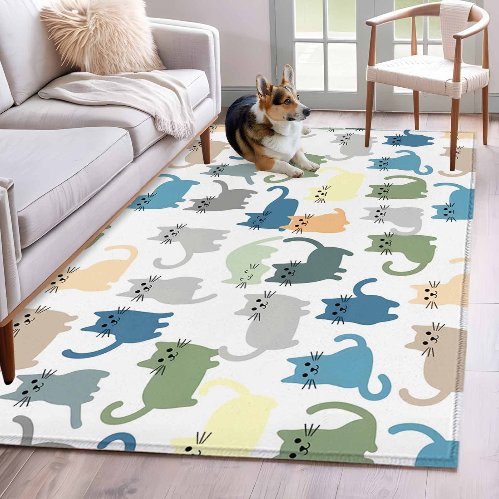 Cute Cats Animals Area Rug 3x5 FT, Non Slip Entryway Bedside Carpet ...
