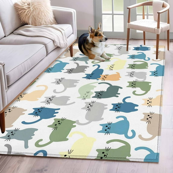 Cute Cats Animals Area Rug 3x5 FT, Non Slip Entryway Bedside Carpet ...
