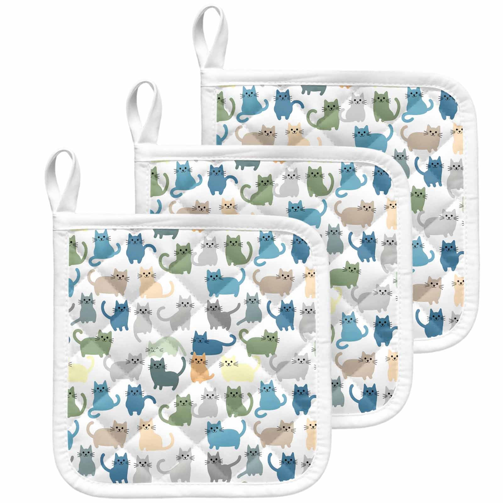 Cute Cats Animals Pot Holders for Kitchen Heatproof Potholder, 3 Pack ...