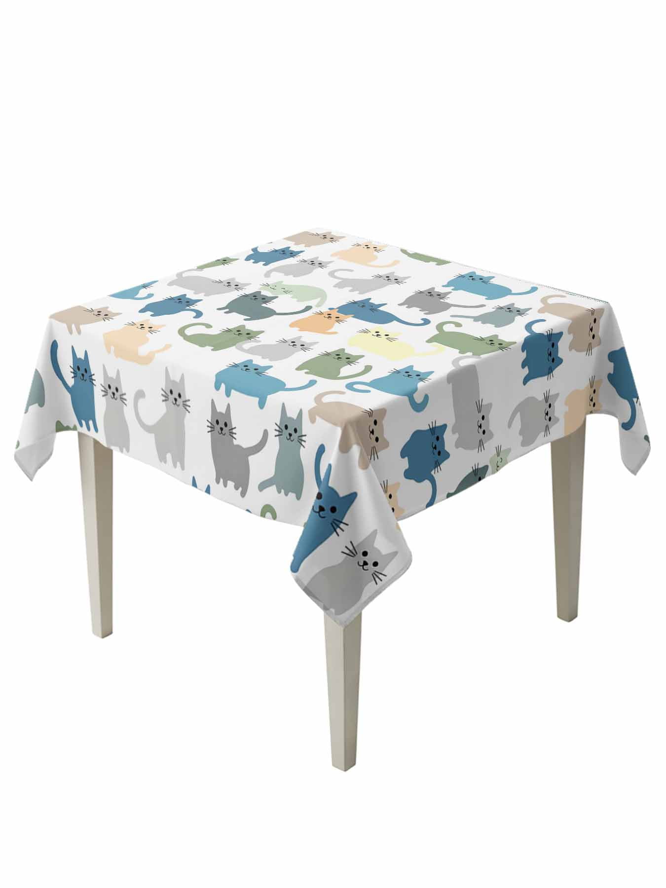 Cute Cats Animals Table Cloth, Pets Colorful Cartoon Simple Waterproof ...