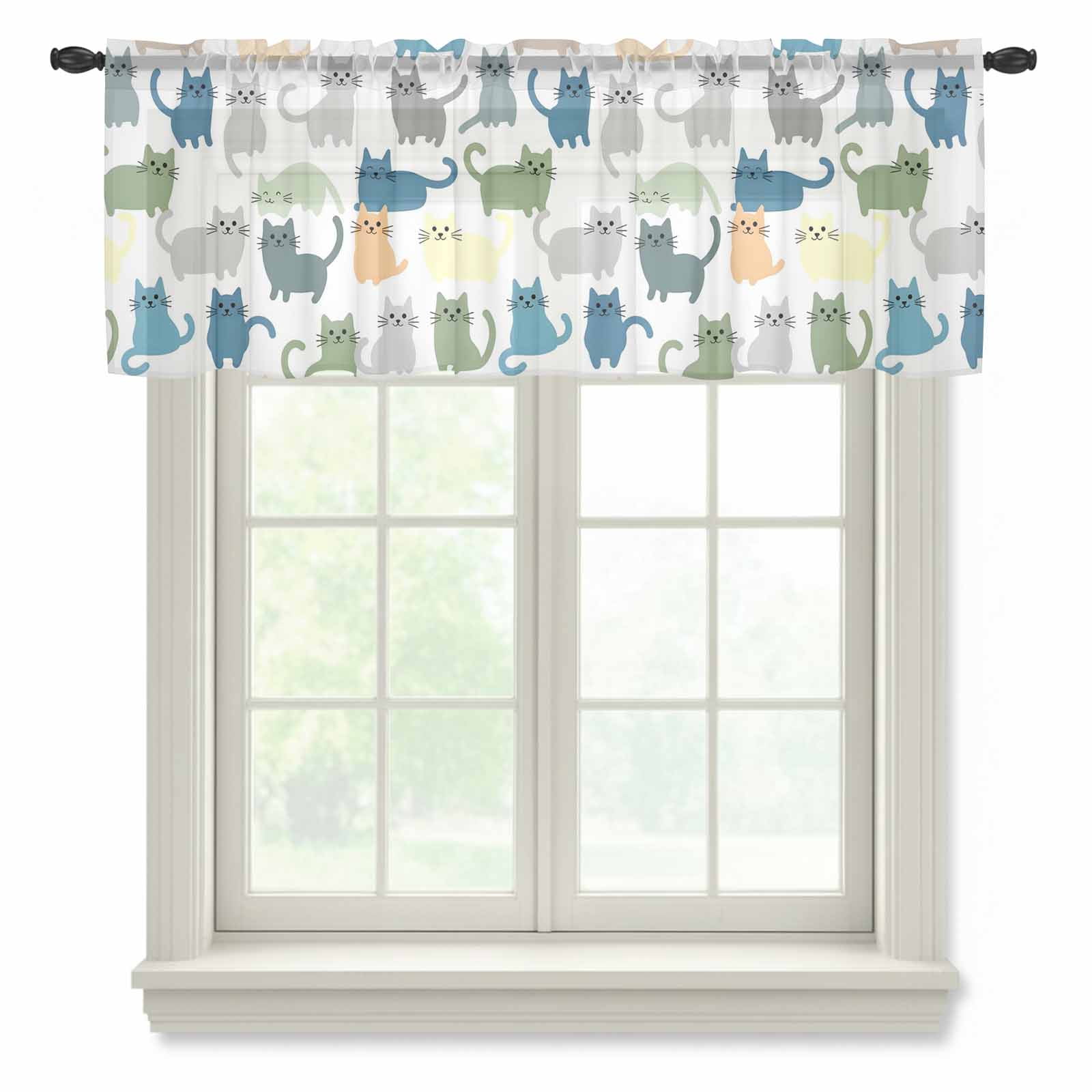 Cute Cats Animals Valance Curtains for Kitchen/Living Room/Bathroom ...