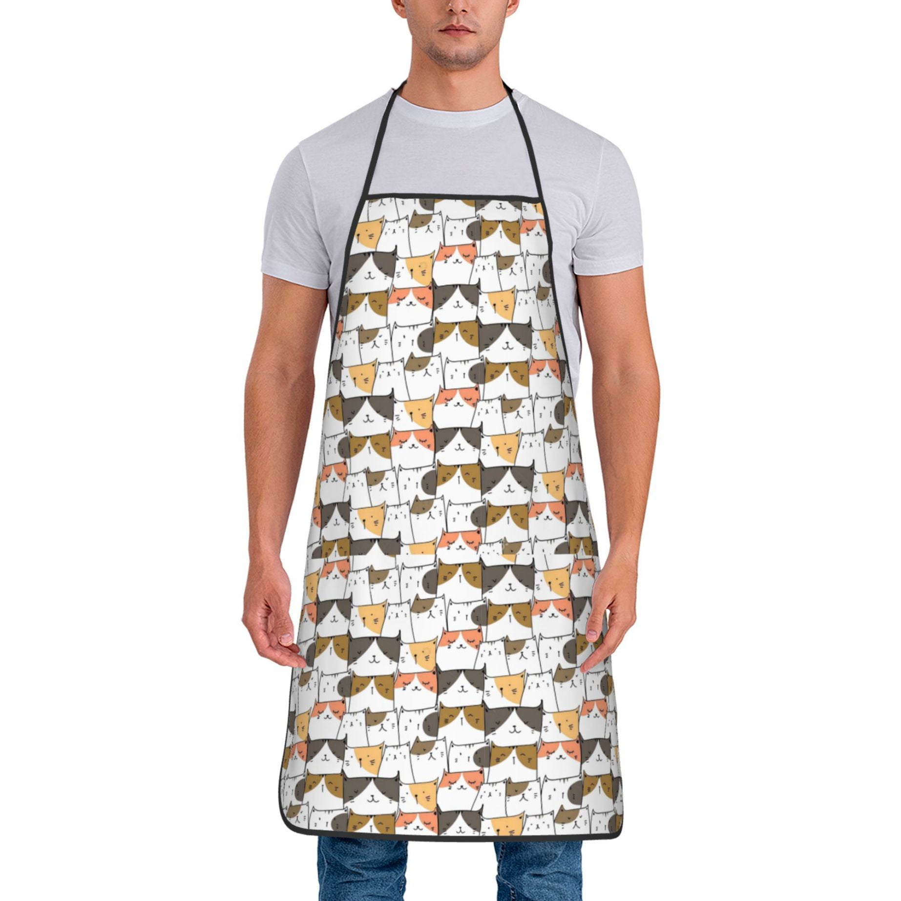 Cute Cats Aprons for Women Men Waterproof Apron Kitchen Chef Cooking ...