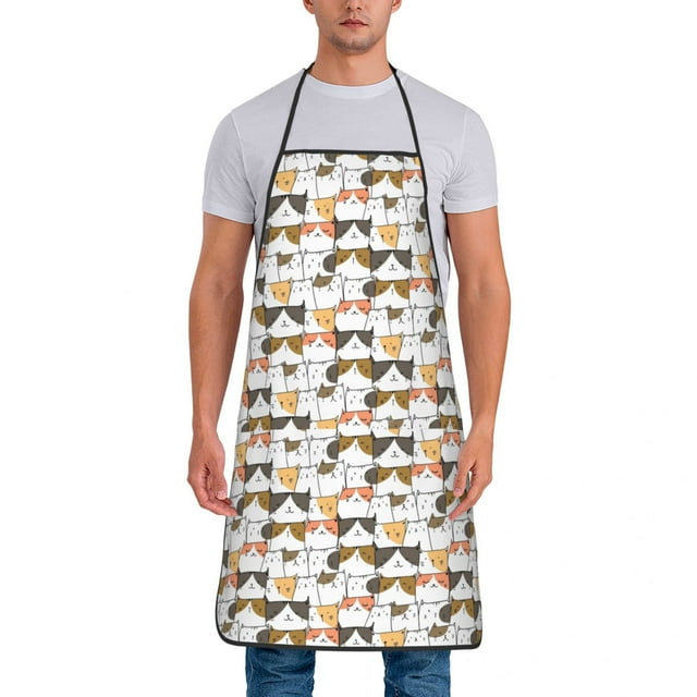 Cute Cats Aprons for Women Men Waterproof Apron Kitchen Chef Cooking ...