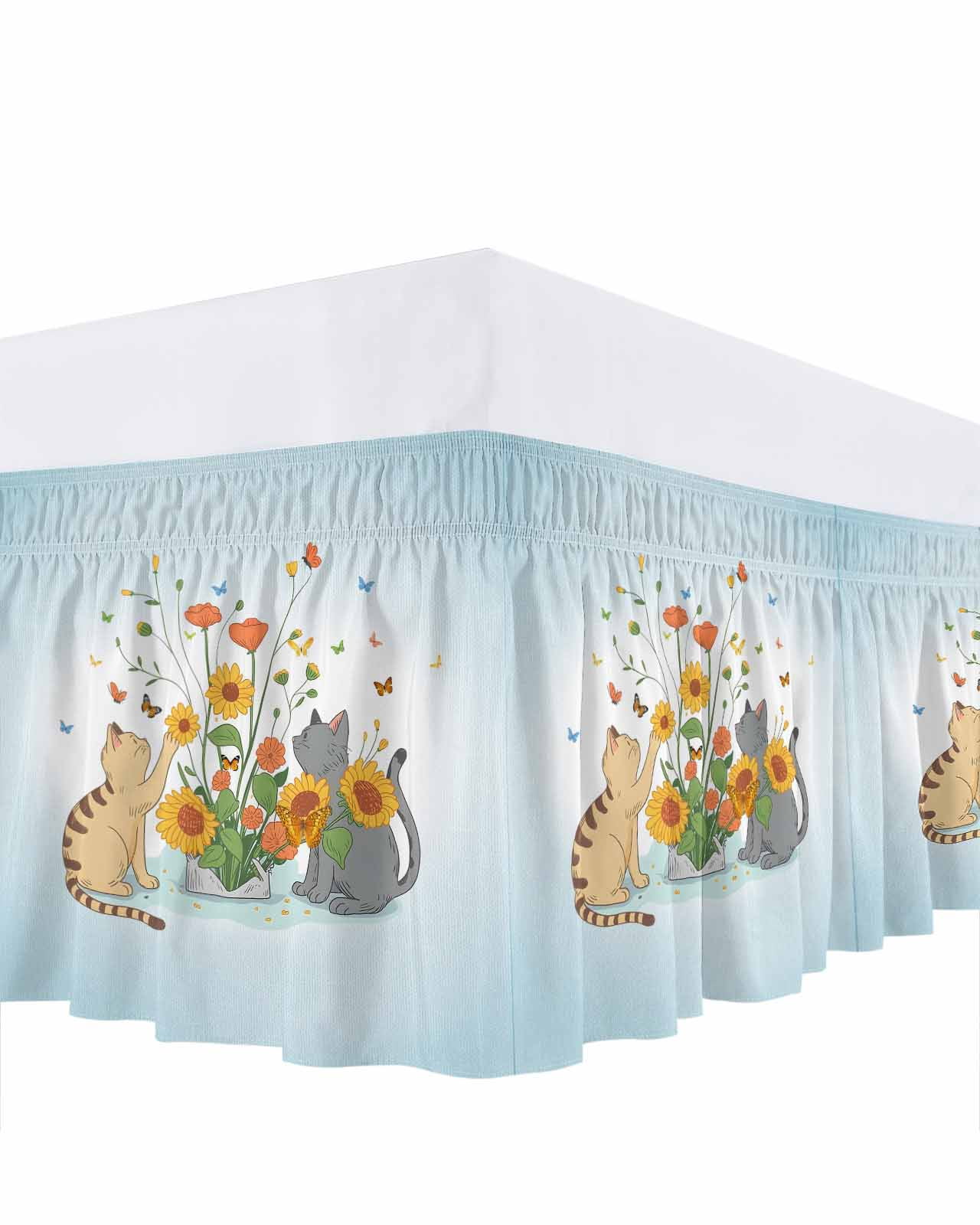 Cute Cats Bed Skirt California King Size 16 Inch Drop, Yellow Red ...